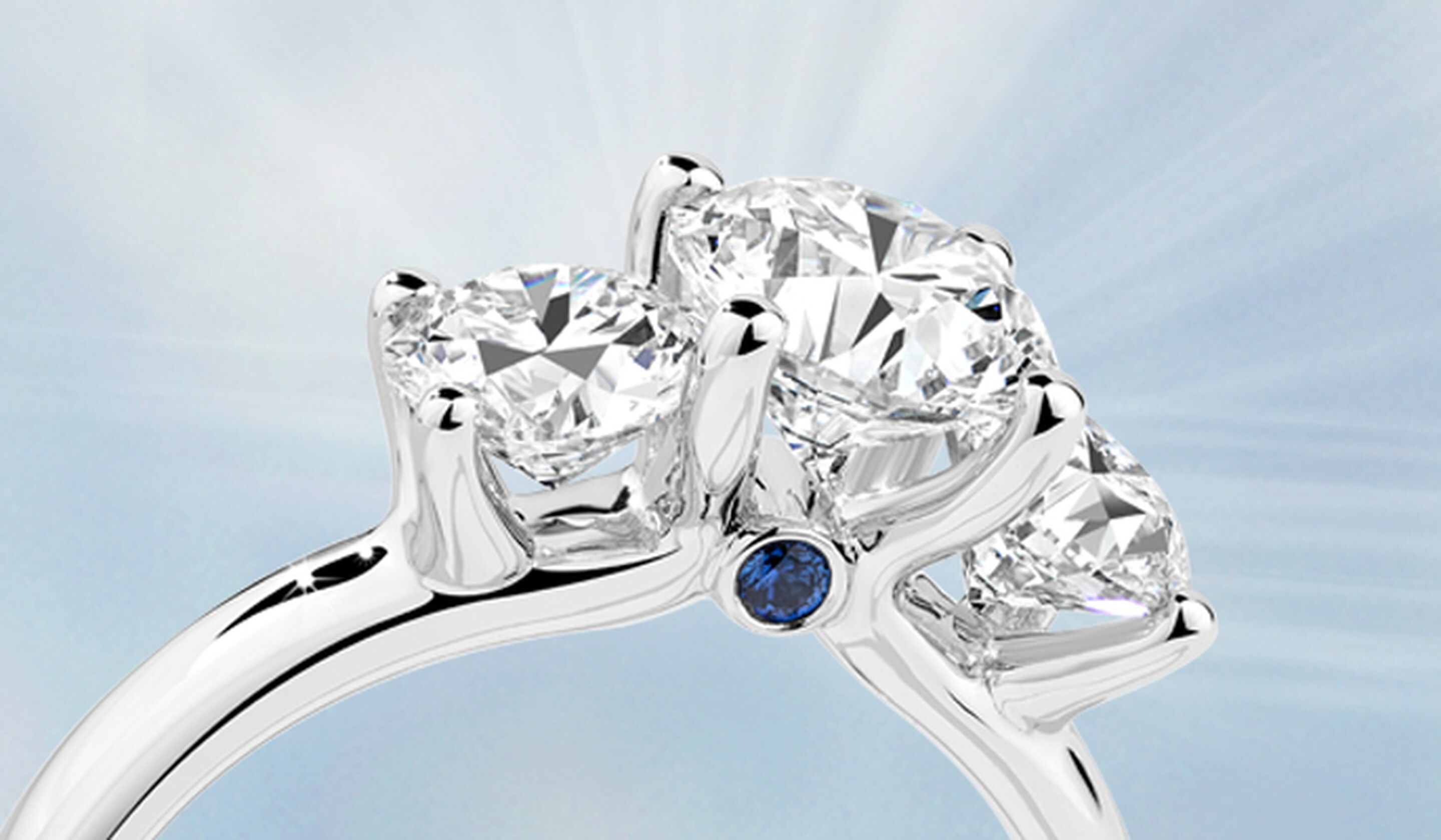 Three-Stone Pavé Diamond Engagement Ring | Birks Blue