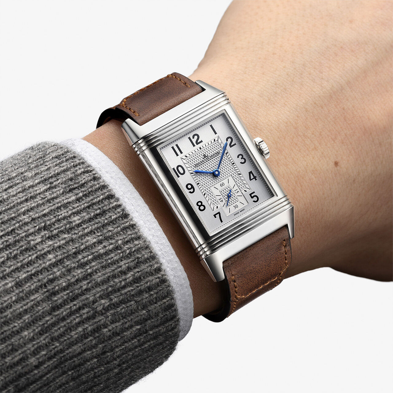 Jlc Reverso Dual Time Stainless Steel Men Watch Manual winding Reverso ...